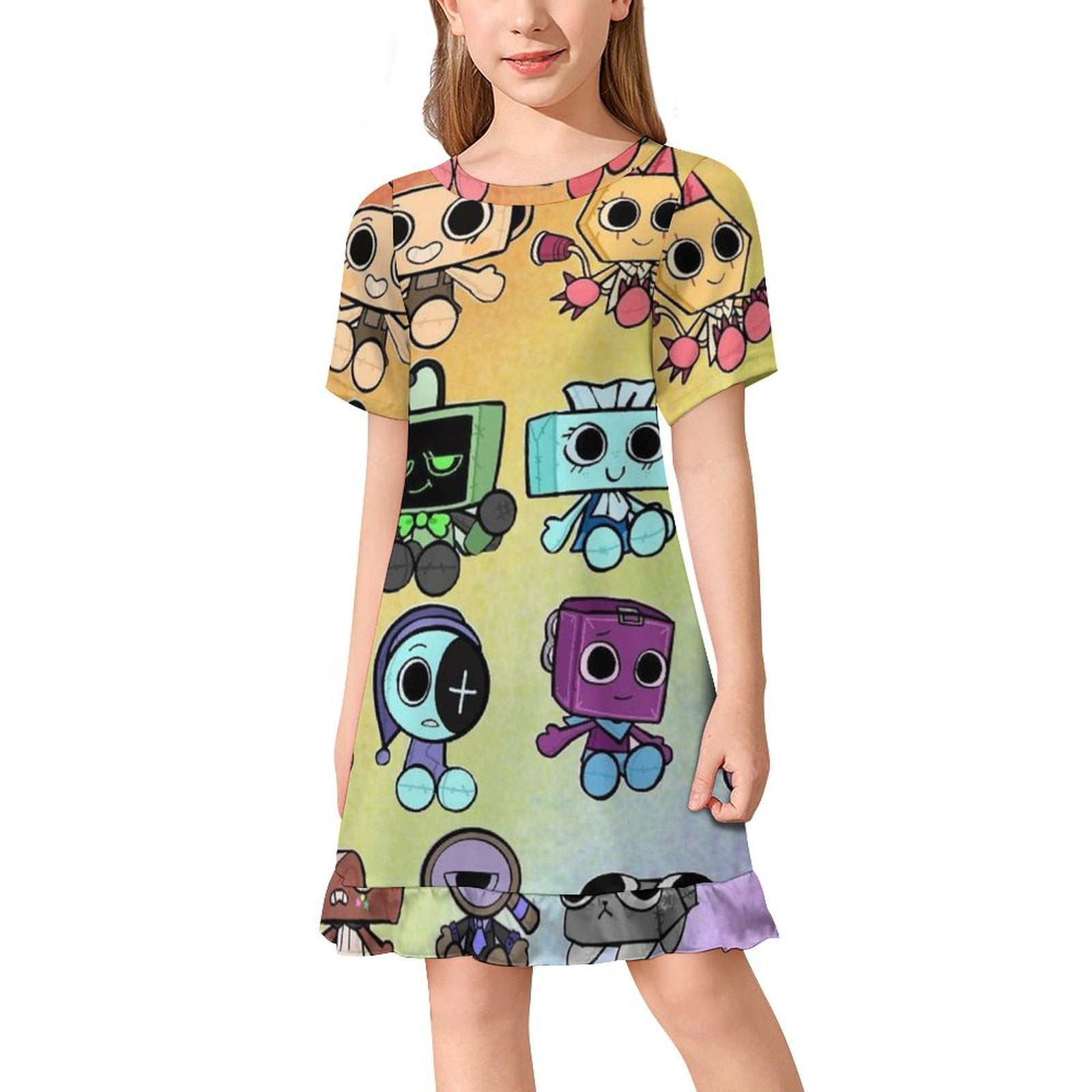 Dandy's World Girls Short Sleeve Dress Soft Cute Designs Dresses Casual T-Shirt Dress 120CM ...