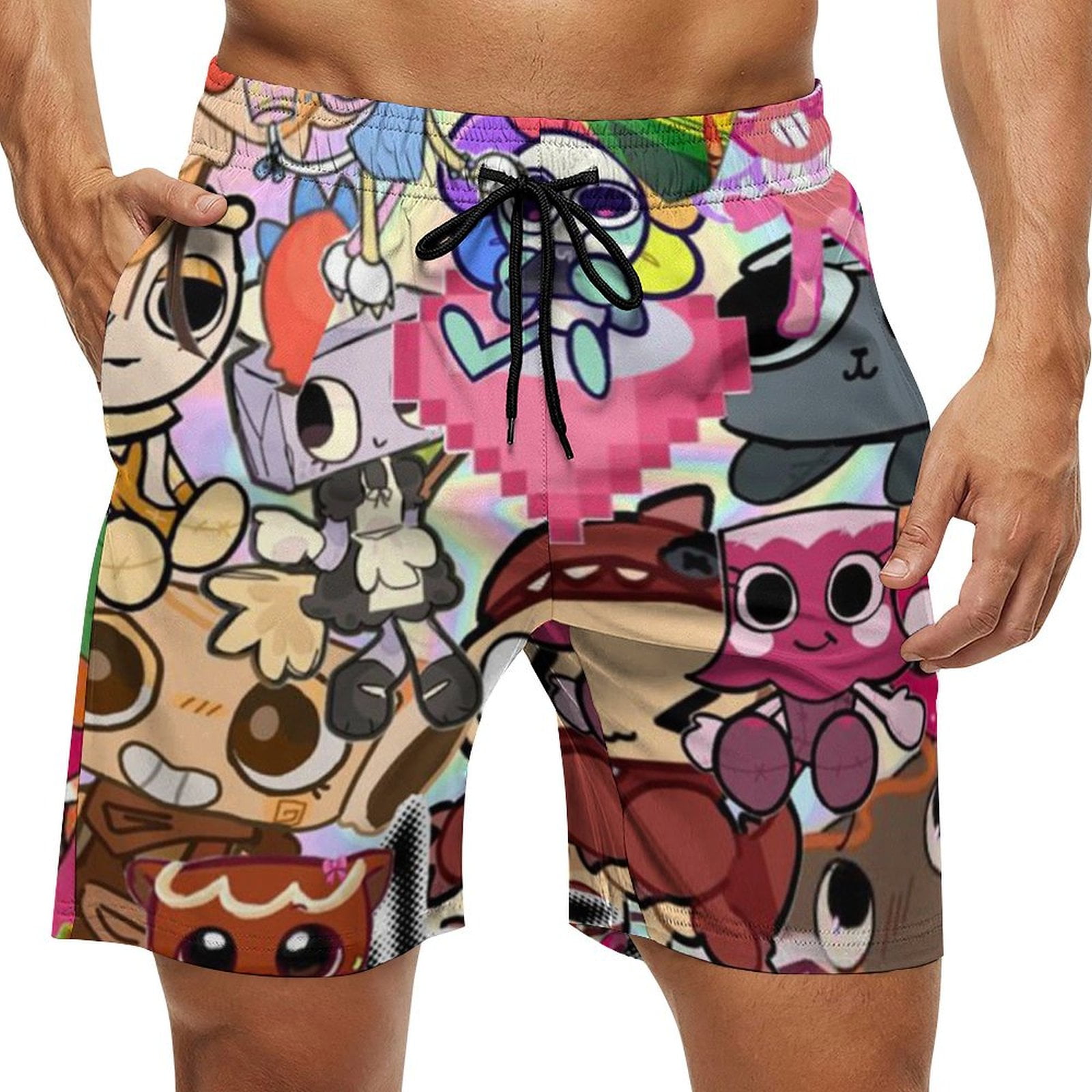 Dandy's World Men's Swim Trunks Board Shorts Drawstring Elastic Waist ...