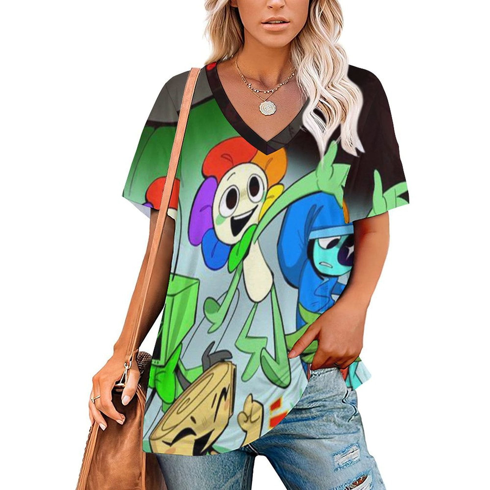 Dandy's World Women's Shirt V-Neck Breathable Short-Sleeve T-Shirt ...