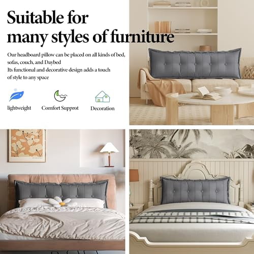Daneey Large Headboard Pillow King Soft Daybed Pillows Bolster for Bed ...
