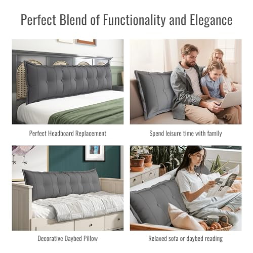 Daneey Large Headboard Pillow King Soft Daybed Pillows Bolster for Bed ...