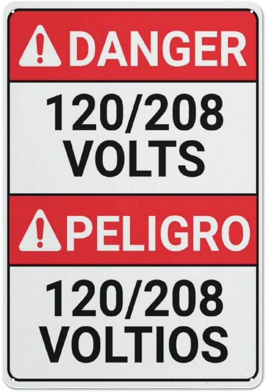Danger 120208 Volts Bilingual Spanish Sign Safety Restriction Alert ...