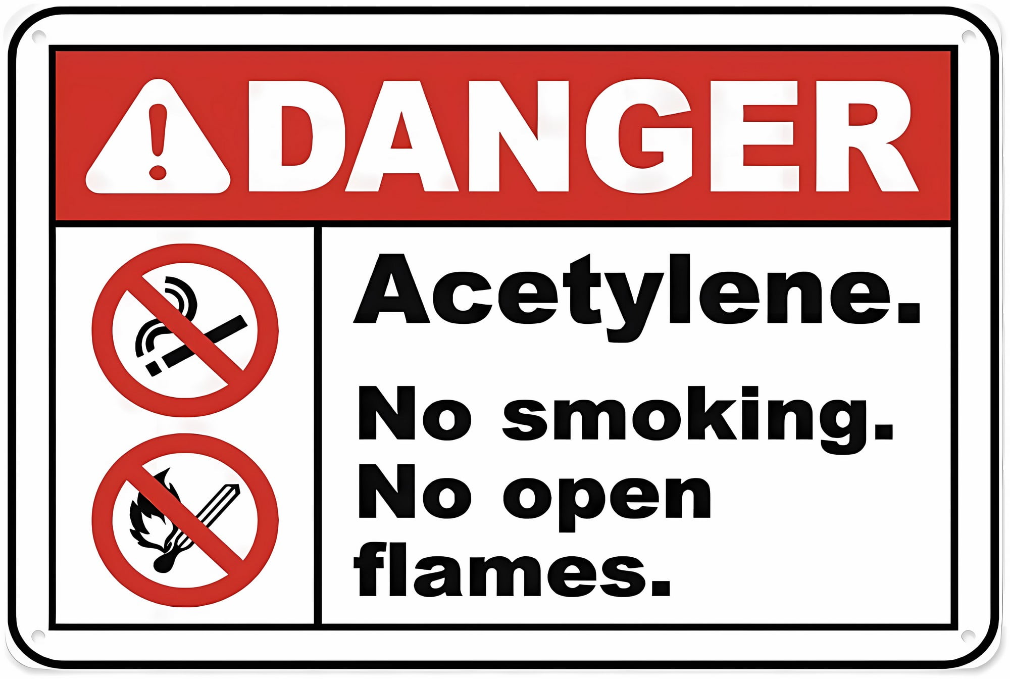 Danger Acetylene No Smoking Aluminum Tin Warning Sign 8"x12" - For Home ...