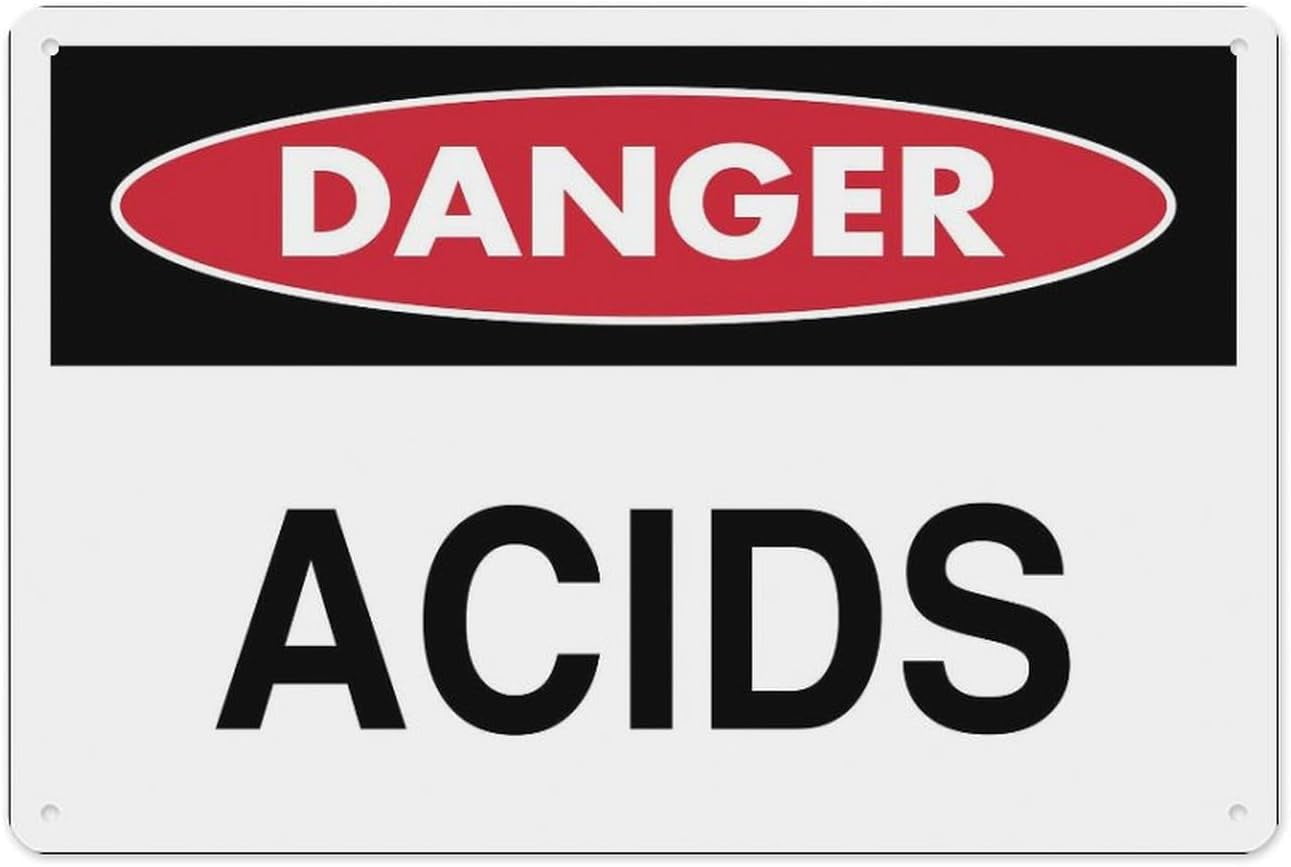 Danger Acids Sign 8"x12" - Aluminum Tin Warning for Home Outdoor Garden ...