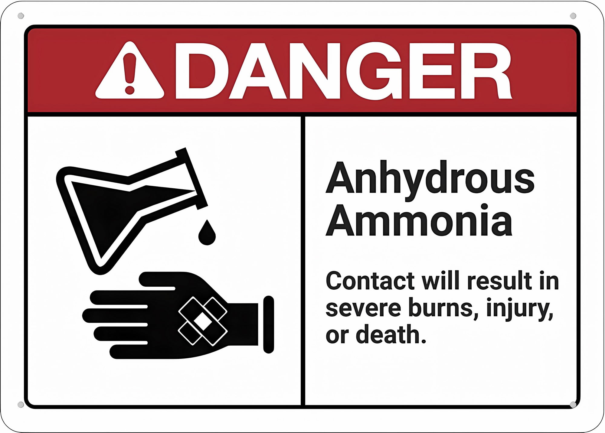 Danger Anhydrous Ammonia Sign - 8"x12" Aluminum Metal Sign, Pre-Drilled ...