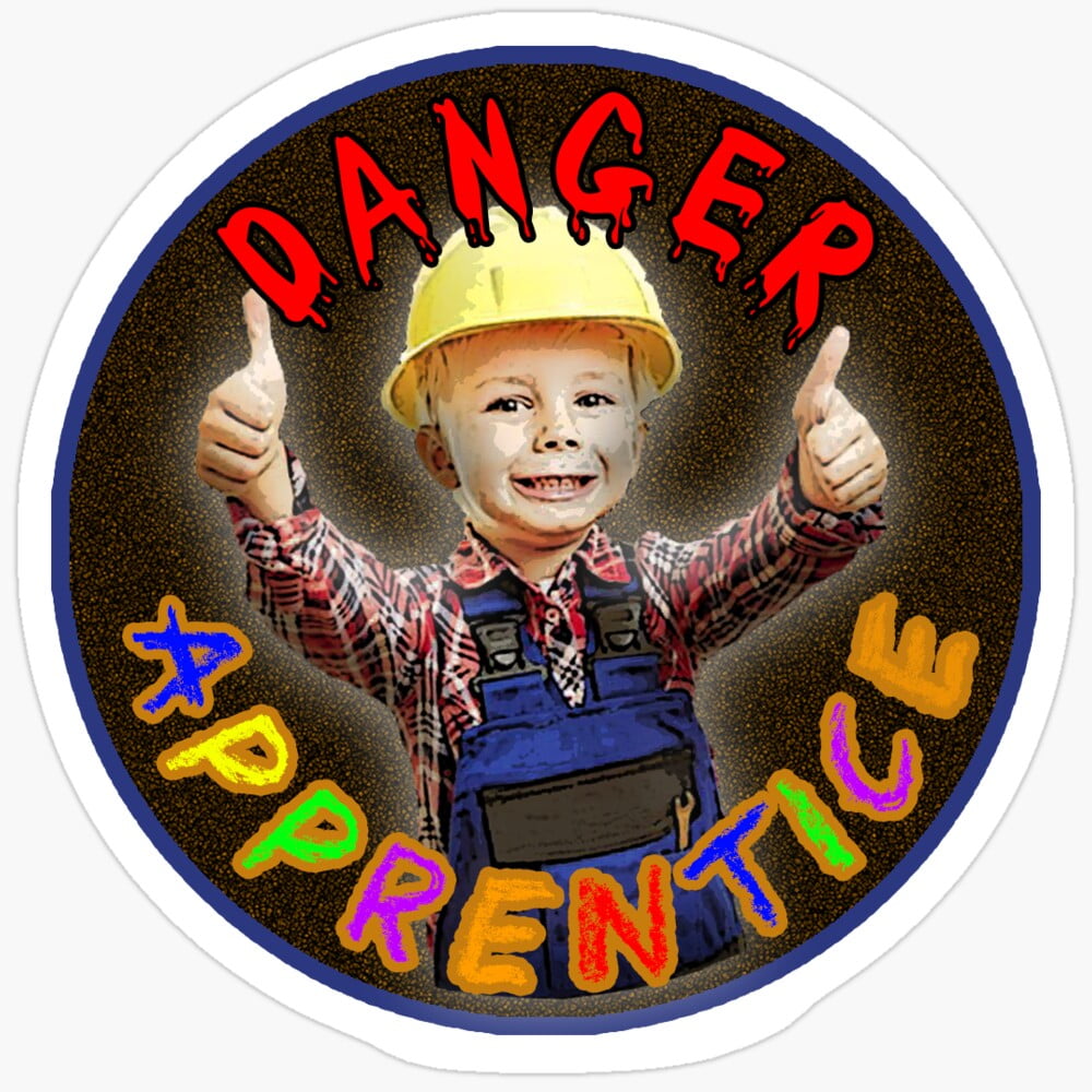 Danger Apprentice Funny Construction Sticker Phone Decal Water Bottle ...