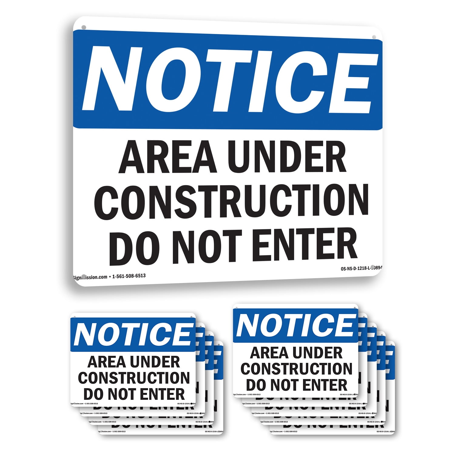 Danger Area Under Construction Do Not Enter OSHA Notice Rigid Plastic ...