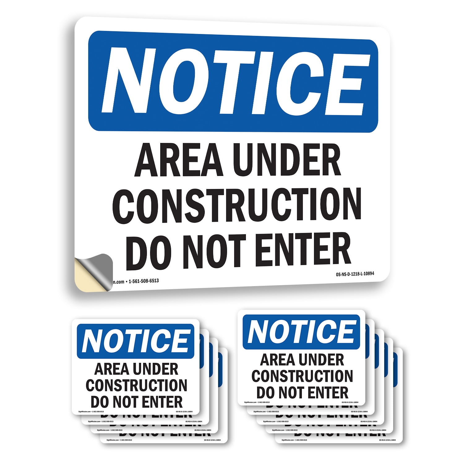 Danger Area Under Construction Do Not Enter OSHA Notice Vinyl Decal ...