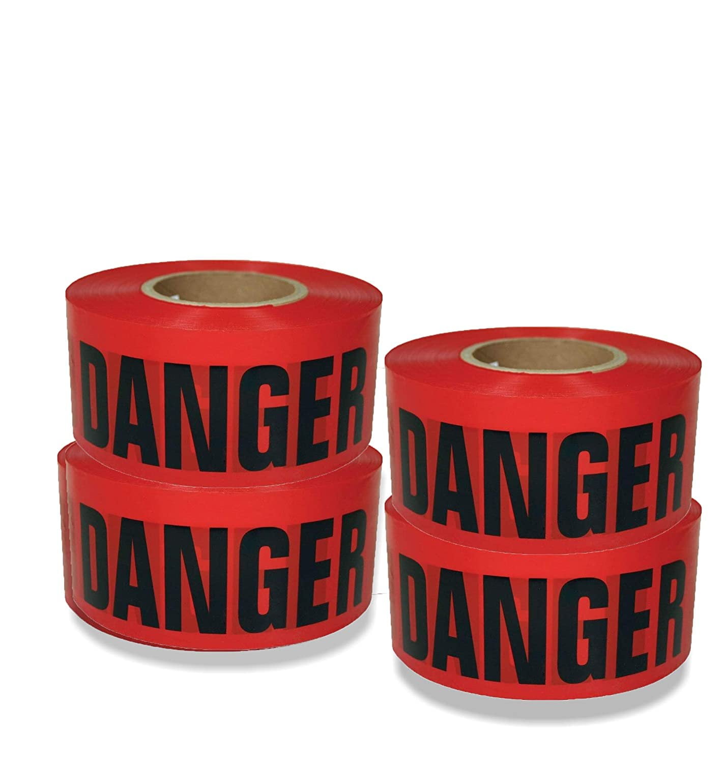 Danger Barricade Tape, 3 Inch Wide. Pack of 4 Red and Black Danger Tape Roll 1000 Feet. 3 Mil ...