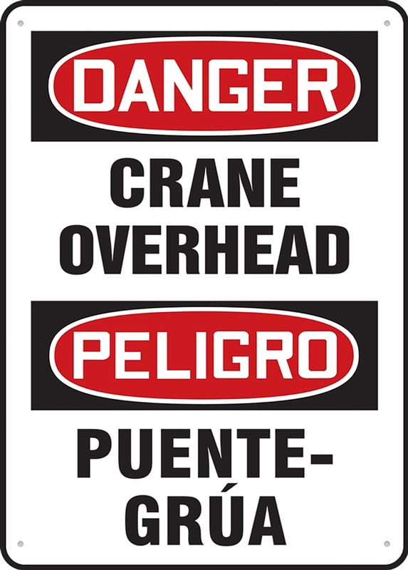 Danger Bilingual Spanish Safety Sign Crane Overhead For House Door ...