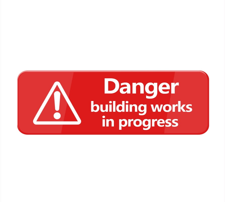 Danger Building Works In Progress Sign, Self Adhesive Sign For Door Or ...