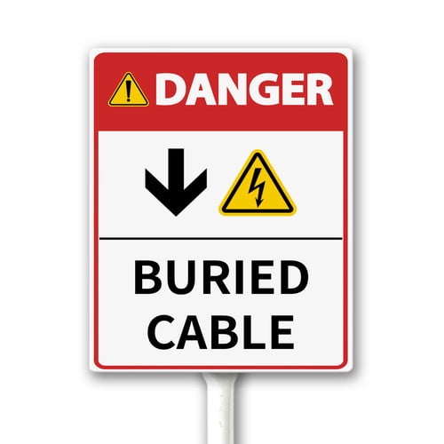 Danger: Buried Cable Sign with Stake, Saftey Sign for Garden Lawn Yard ...