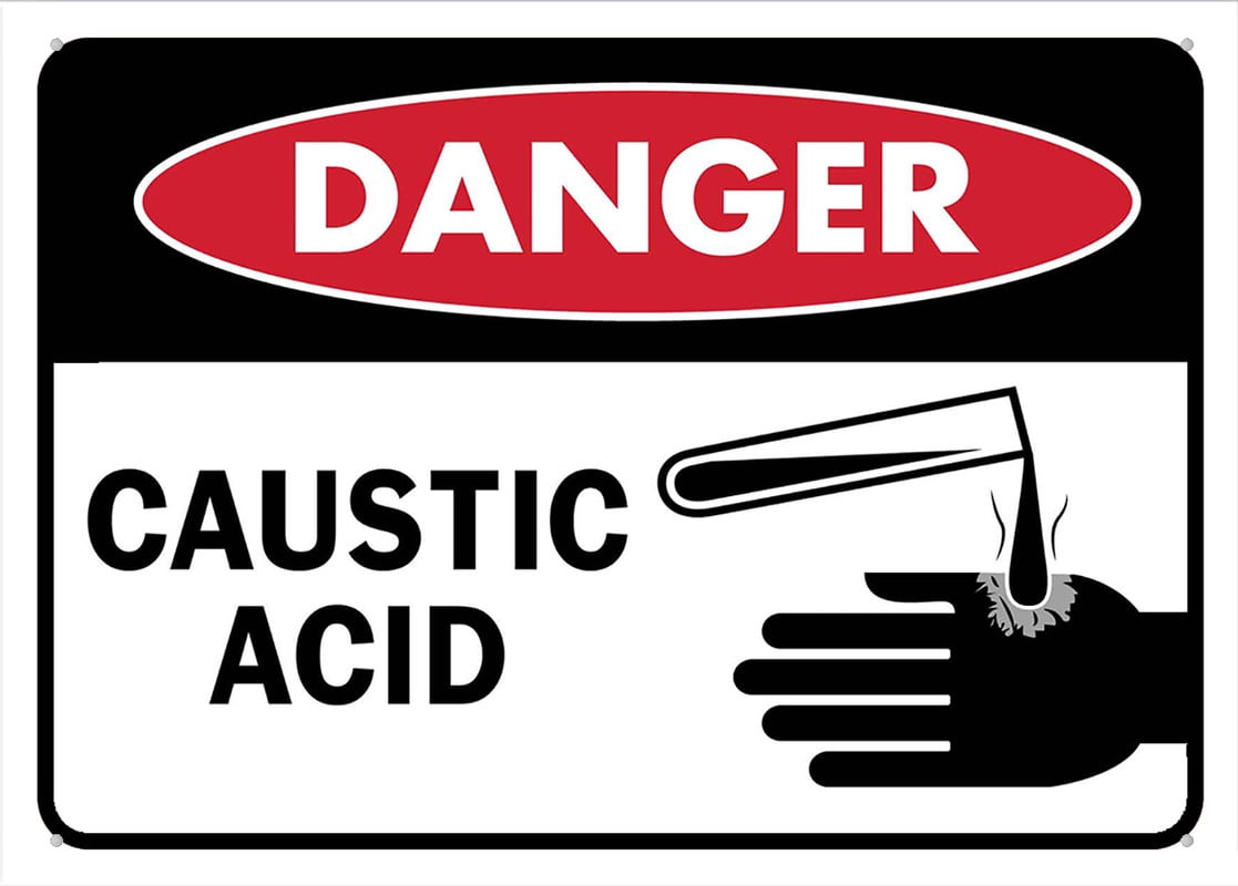 Danger Caustic Acid Symbol Sign 8 X 12 Inches Rust Free . Aluminum - Uv ...