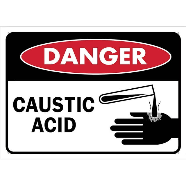 Danger Caustic Acid Symbol Sign 8 X 12 Inches Rust Free . Aluminum - Uv ...