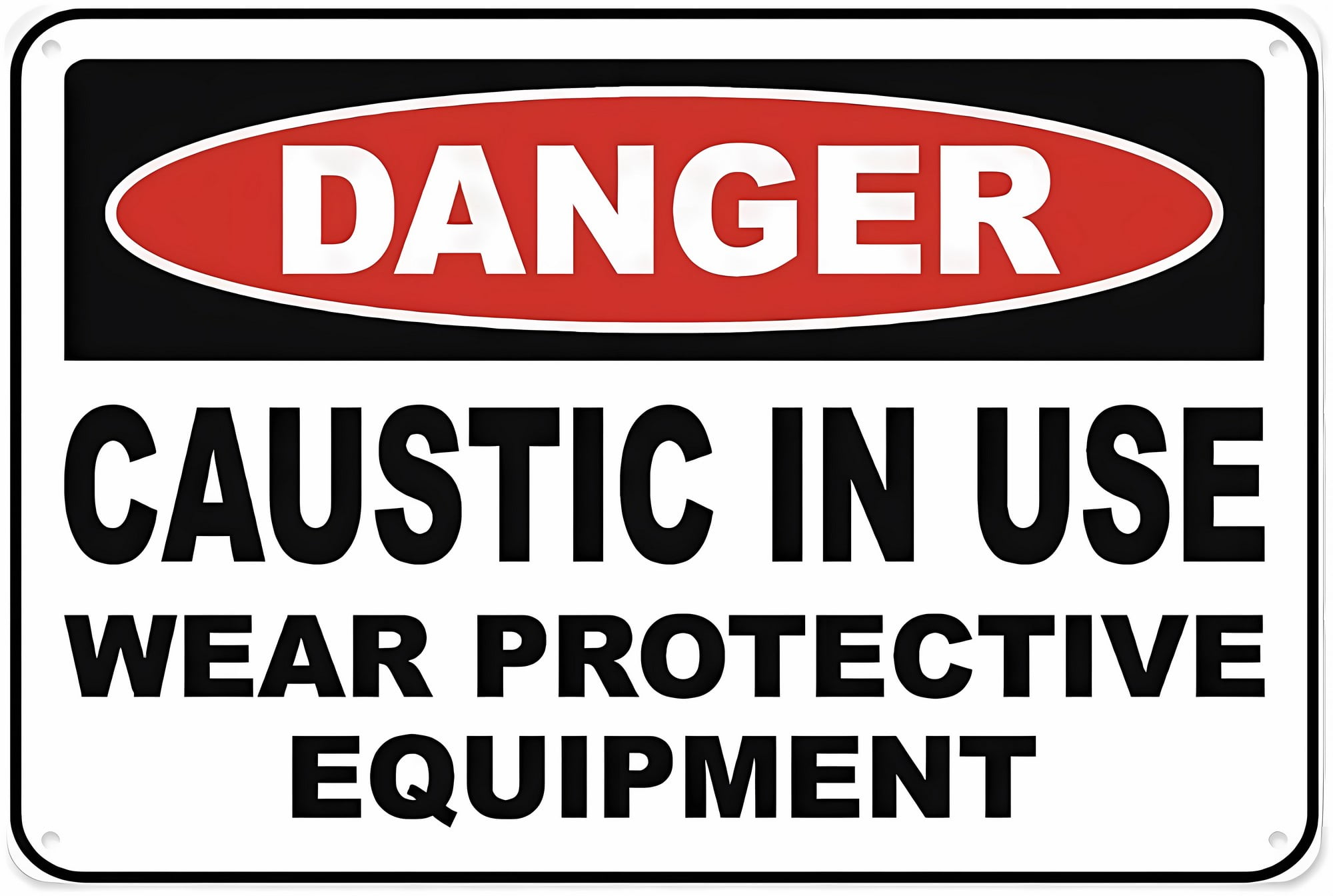Danger Caustic In Use Wear PPE Sign - 8"x12" Aluminum Tin Warning Sign ...