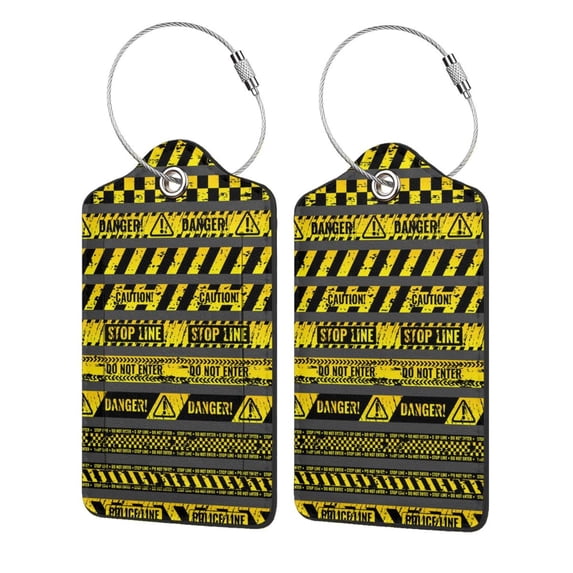 Danger Caution Warning Police Stripe Luggage Tag for Suitcase 2 Pack ...