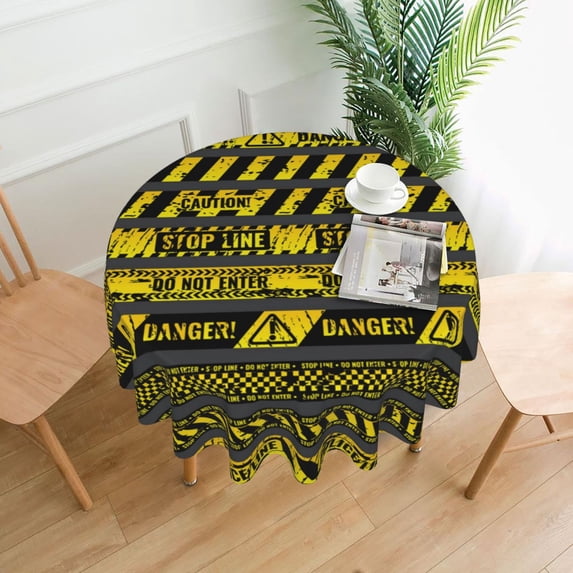 Danger Caution Warning Police Stripe Tablecloths Round 60 inch Fabric ...