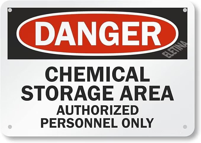 Danger - Chemical Storage Area,Authorized Personnel Only Metal Sign for ...