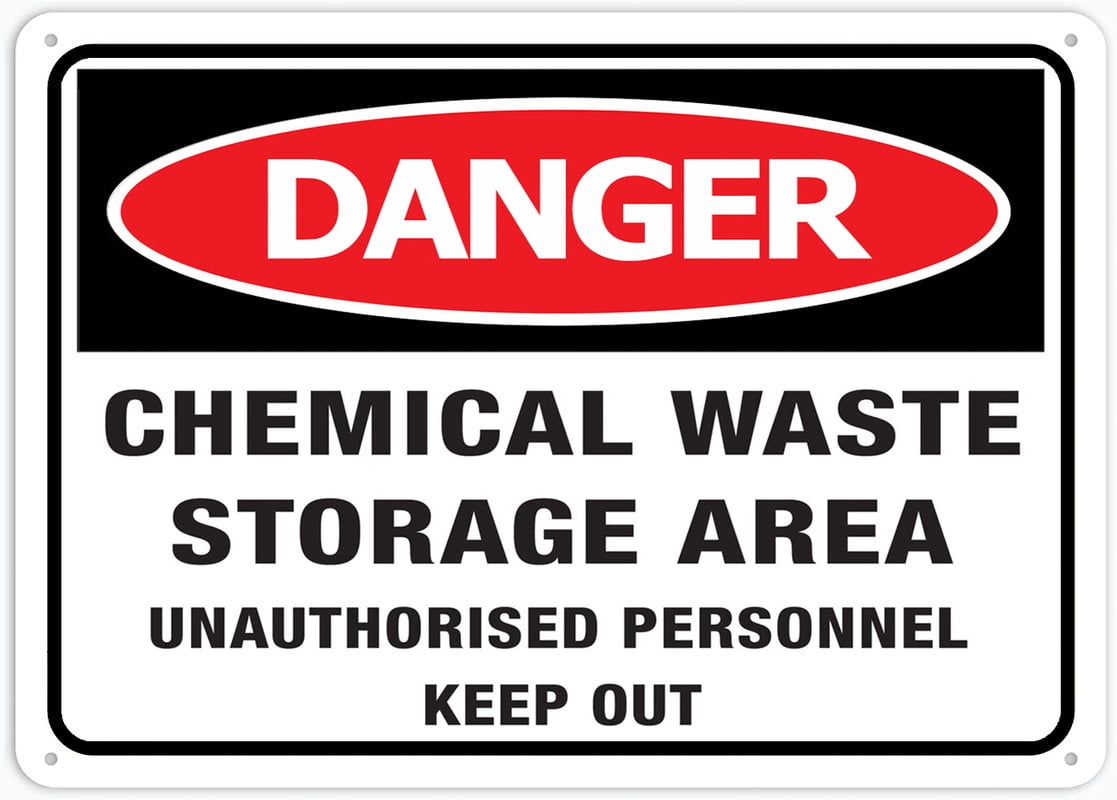 Danger Chemical Waste Storage Area 12X8 Inches Metal Aluminum Signs ...