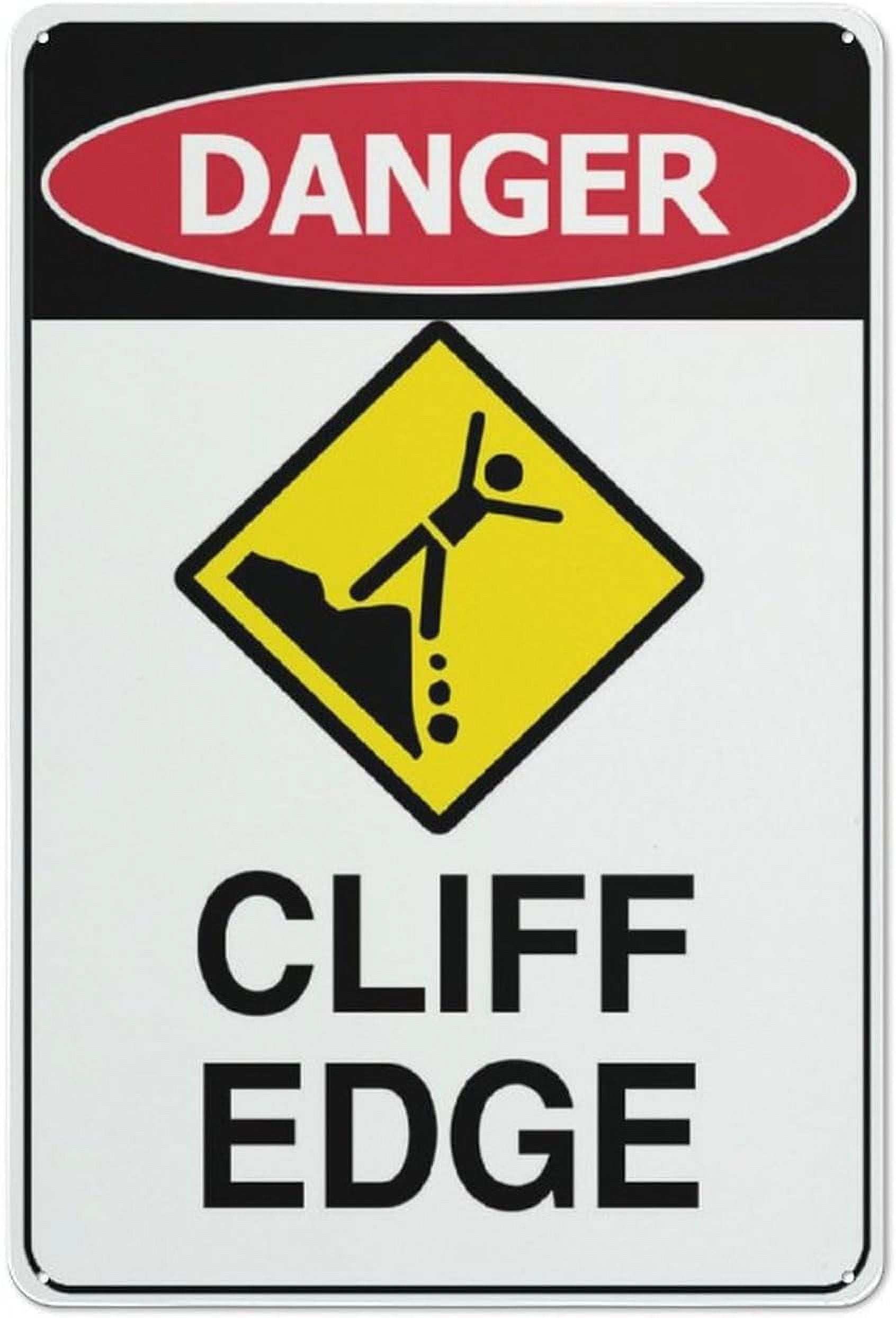 Danger Cliff Edge Sign 12X8 Inches Metal Aluminum Signs, Weather ...