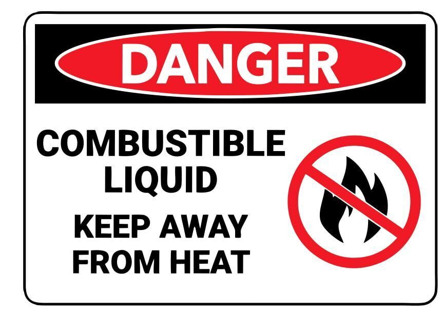 Danger Combustible Liquid Safety Sign metal aluminium Wall Sign Size: 8 ...