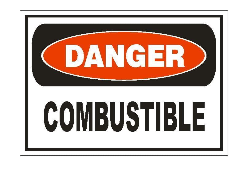 Danger Combustible metal aluminium Sign Safety Sign Decal Label Size: 8 ...