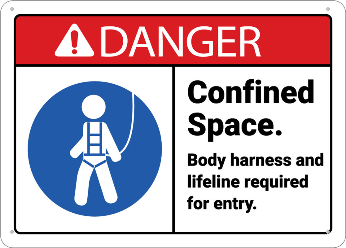 Danger Confined Space Body Harness And Lifeline Required Sign 8 X 12 ...