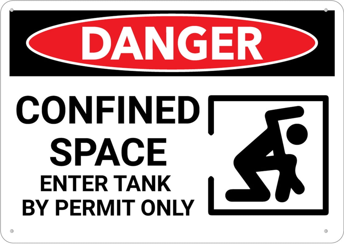Danger Confined Space Enter Tank By Permit Only Sign Metal 12X8 Inch ...