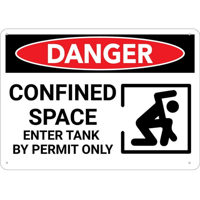 Danger Confined Space Enter Tank By Permit Only Sign Metal 12X8 Inch ...