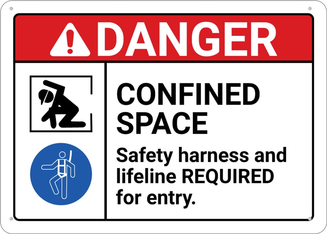 Danger Confined Space Safety Harness And Lifeline Required Sign Outdoor ...