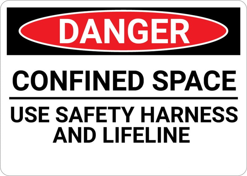 Danger Confined Space Sign Use Safety Harness Sign Metal 12"X8" Rust ...