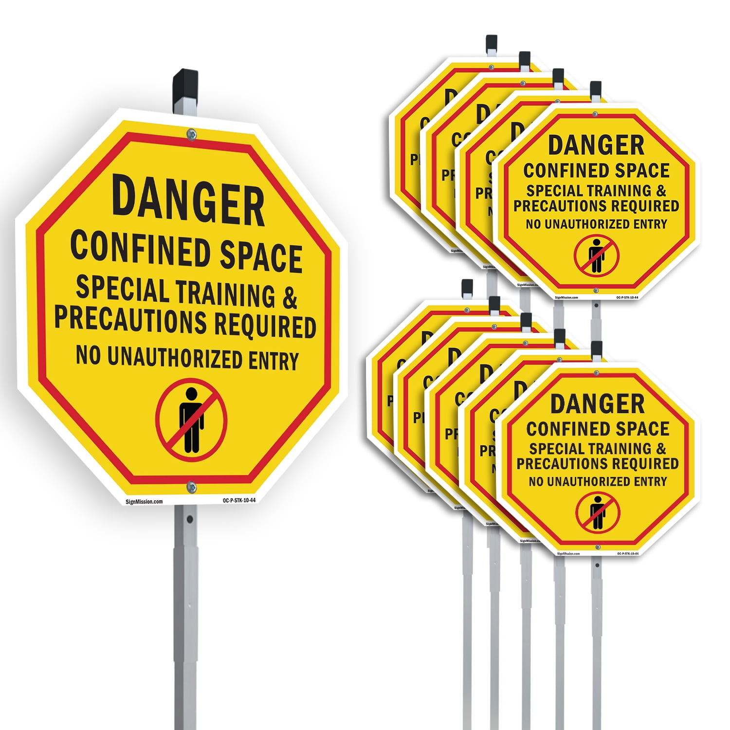 Danger Confined Space Special Training & Precautions Required No Unauthorized Entry (10 Pack) 10 ...