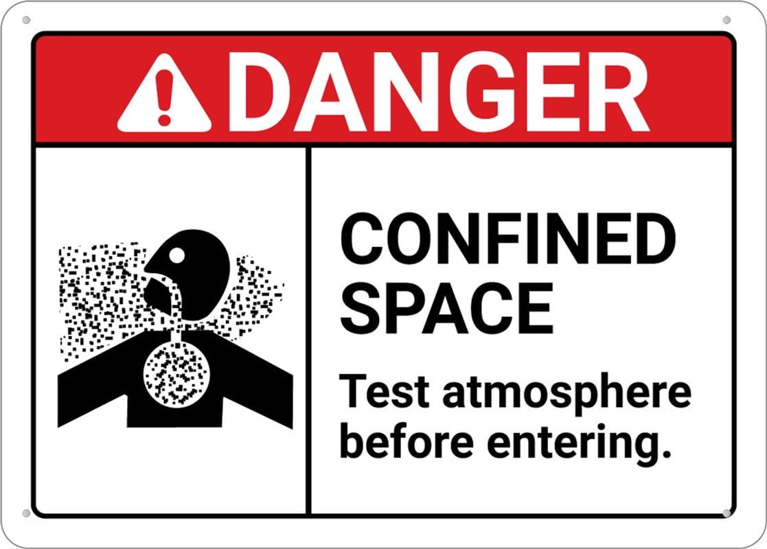 Danger Confined Space Test Atmosphere Sign Metal 12X8 Inch Rust Free ...