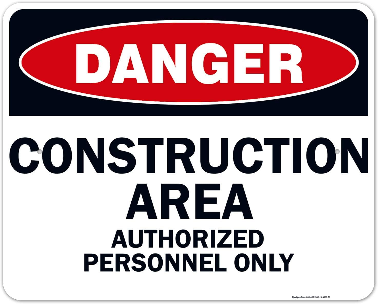 Danger Construction Area Sign, Authorized Personnel Only Sign, 24x30 ...