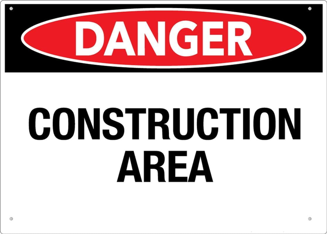Danger Construction Area Sign For Home 12X8 Inch Rust Free Aluminum,Uv ...