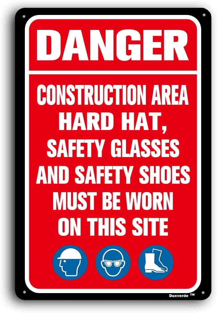 Danger Construction Area Sign, PPE Must Be Worn Sign, 8"x12" Safety ...