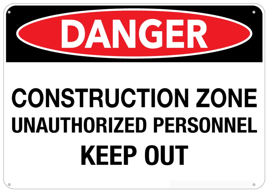 Danger Construction Zone Sign Outdoor Metal Sign - 12 X 8 Metal Signs ...