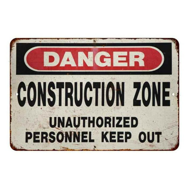 Danger Construction Zone Sign, Warning Sign, Caution Sign, Garage Decor ...