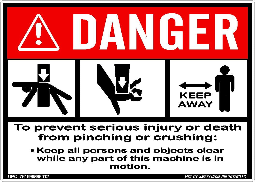 Danger Crush Pinch Point Warning Label Sticker Decal Peel & Stick Red ...
