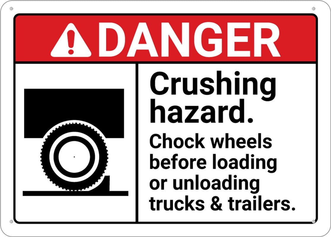 Danger Crushing Hazard Chock Wheels Sign Outdoor Metal Sign - 12 X 8 ...