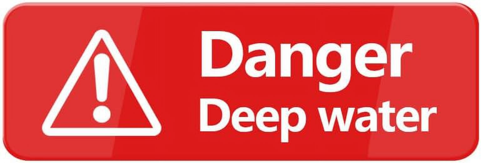 Danger Deep Water Sign, 10 X 3 Inch Acrylic Plastic Sign With Symbols ...