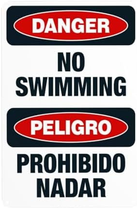 Danger No Diving Sign, Bilingual Spanish English Warning Sign, Pool ...