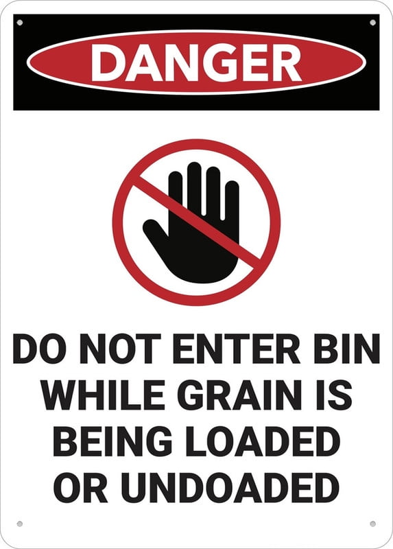 Danger Do Not Enter Bin While Gain Is Loaded Sign Metal Signs 12X8 Inch ...