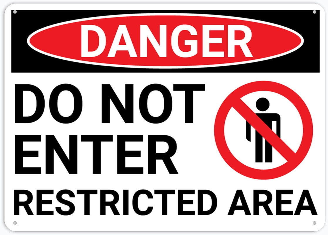 Danger Do Not Enter Restricted Area Sign Wall Sign 12X8 Inches Metal ...