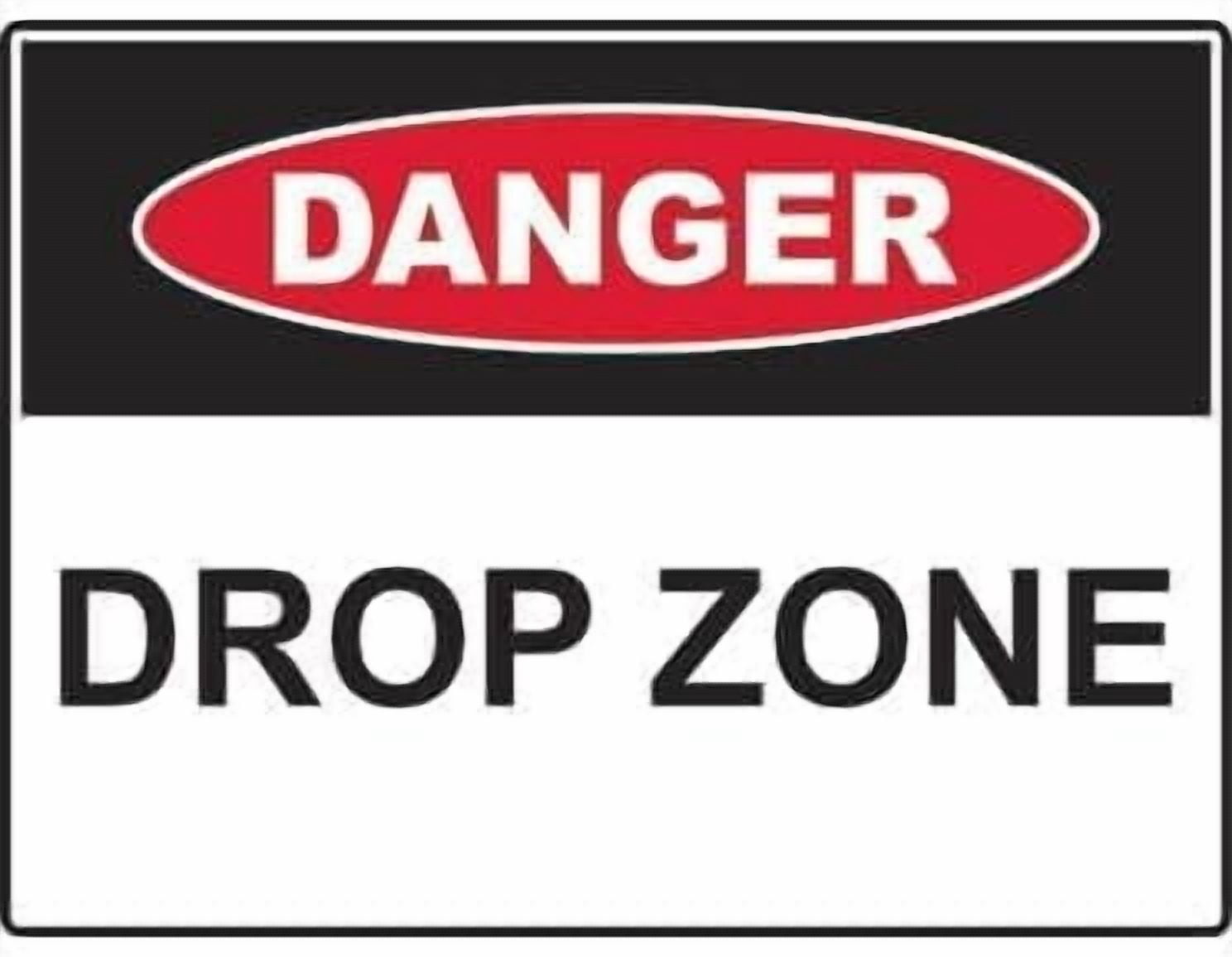 Danger Drop Zone Sign - 8"x12" Metal Sign - Tin Warning Plaque for ...
