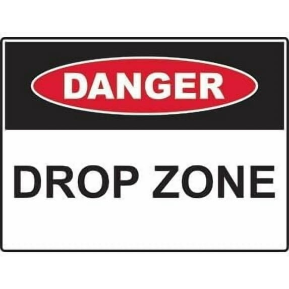 Danger Drop Zone Sign - 8"x12" Metal Sign - Tin Warning Plaque for ...