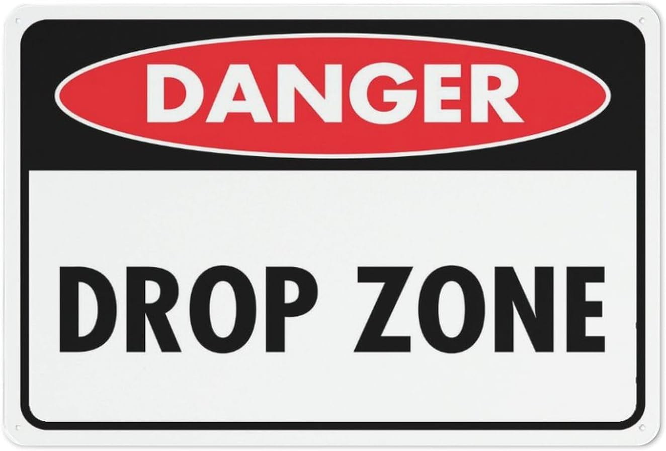Danger Drop Zone Sign Signs Outdoor, Uv Printed Aluminum 12 X 8 In ...