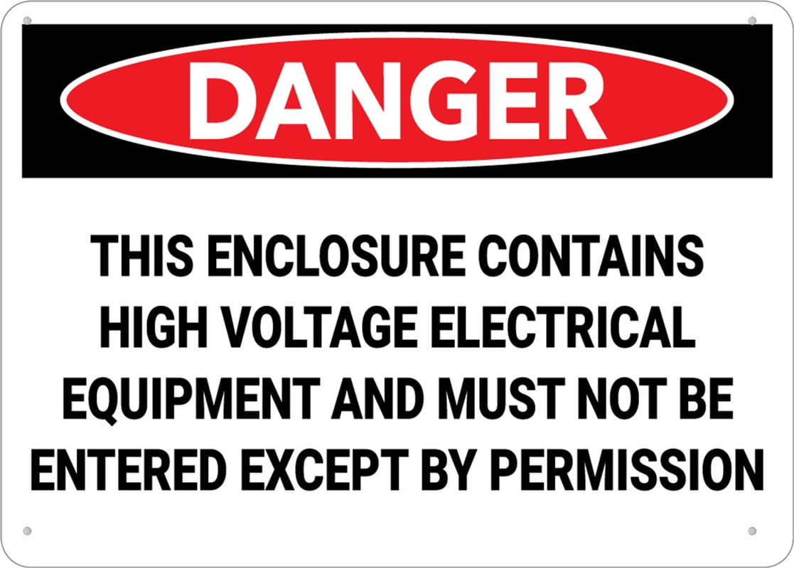 Danger Electrical High Voltage Permission Sign 12X8 Inch Aluminum Uv ...