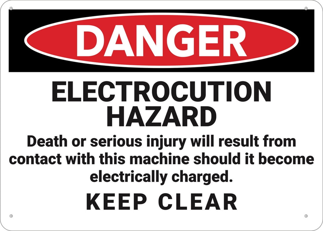Danger Electrocution Hazard Sign Metal 12X8 Inch Rust Free Aluminum, Uv ...