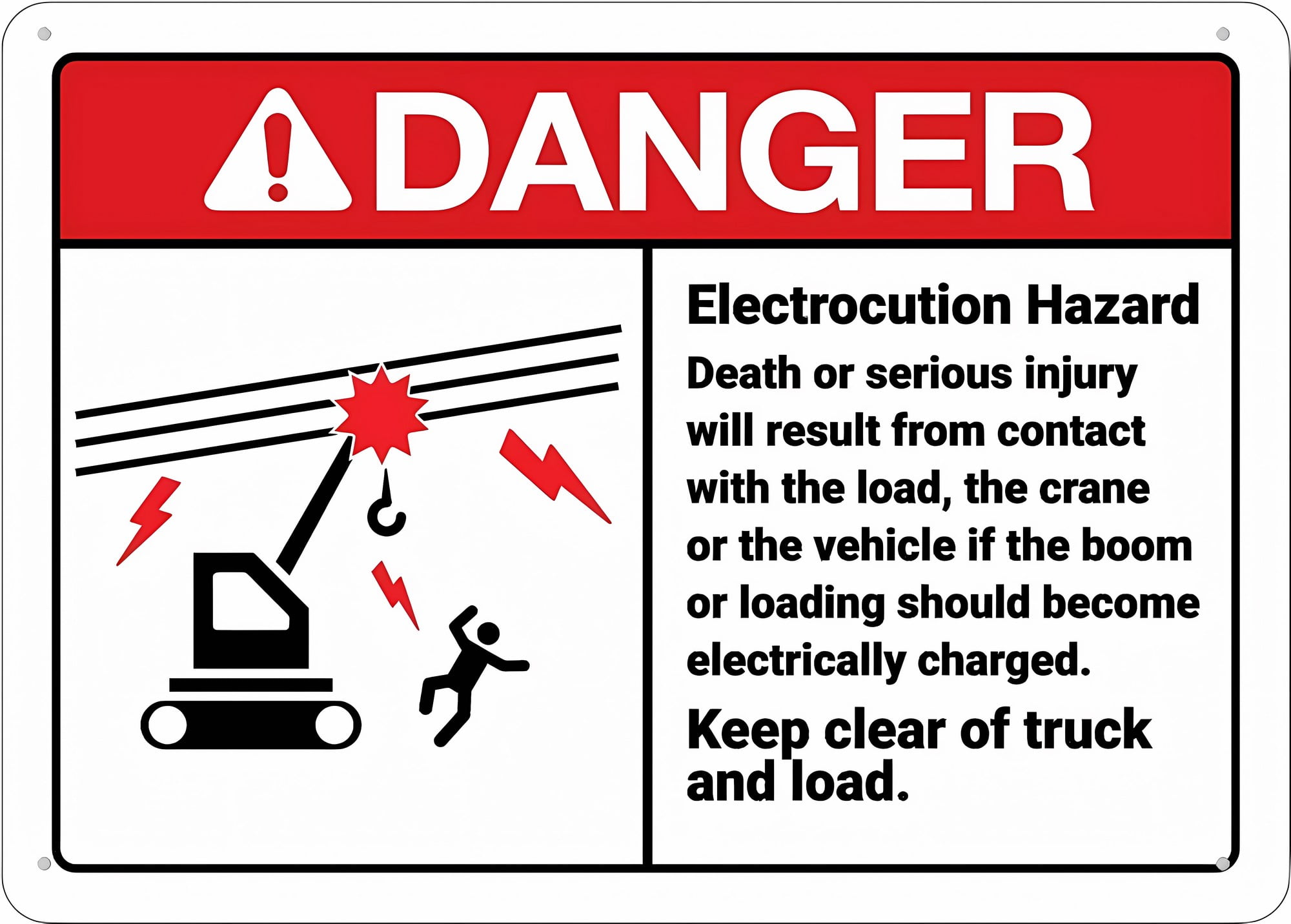 Danger Electrocution Hazard Truck Load Sign - 12×8 Inches, Rust-Free ...